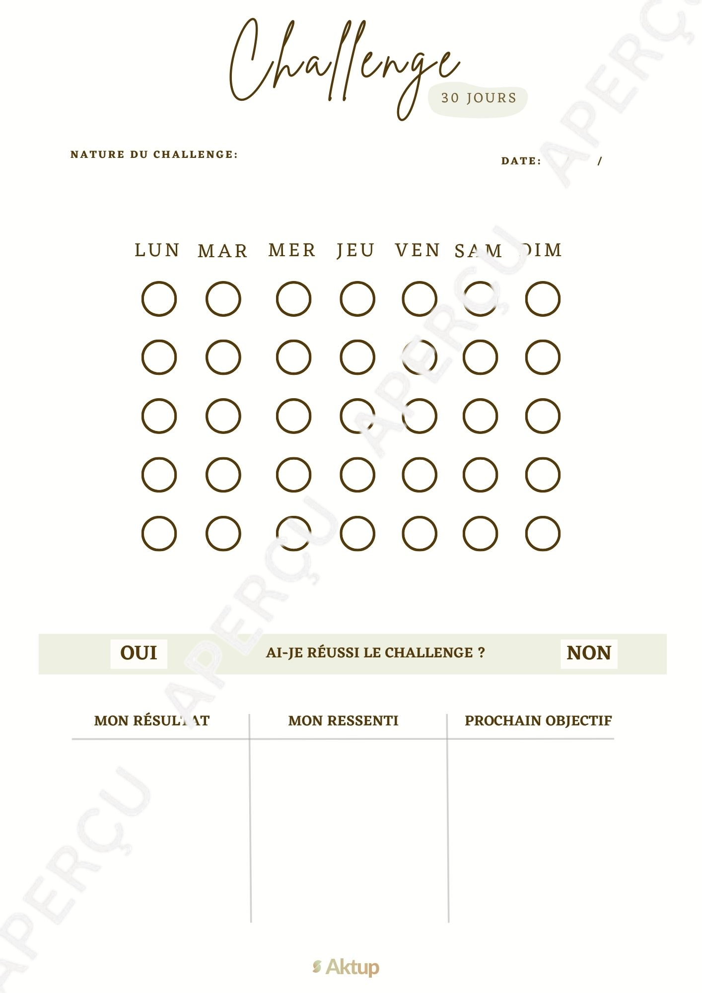 Challenge de 30 jours | Aktup