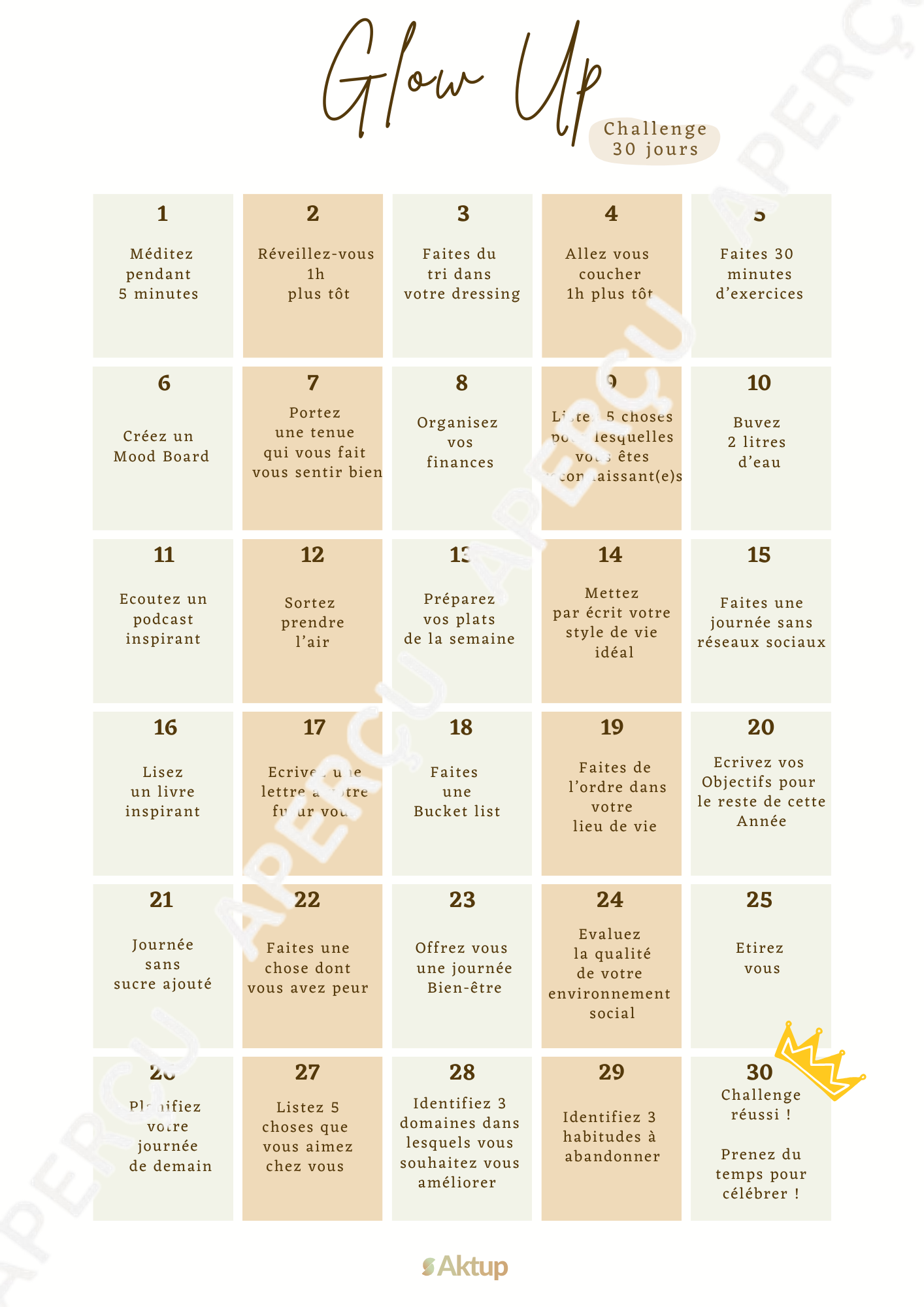 Glow Up - Challenge 30 jours | Aktup